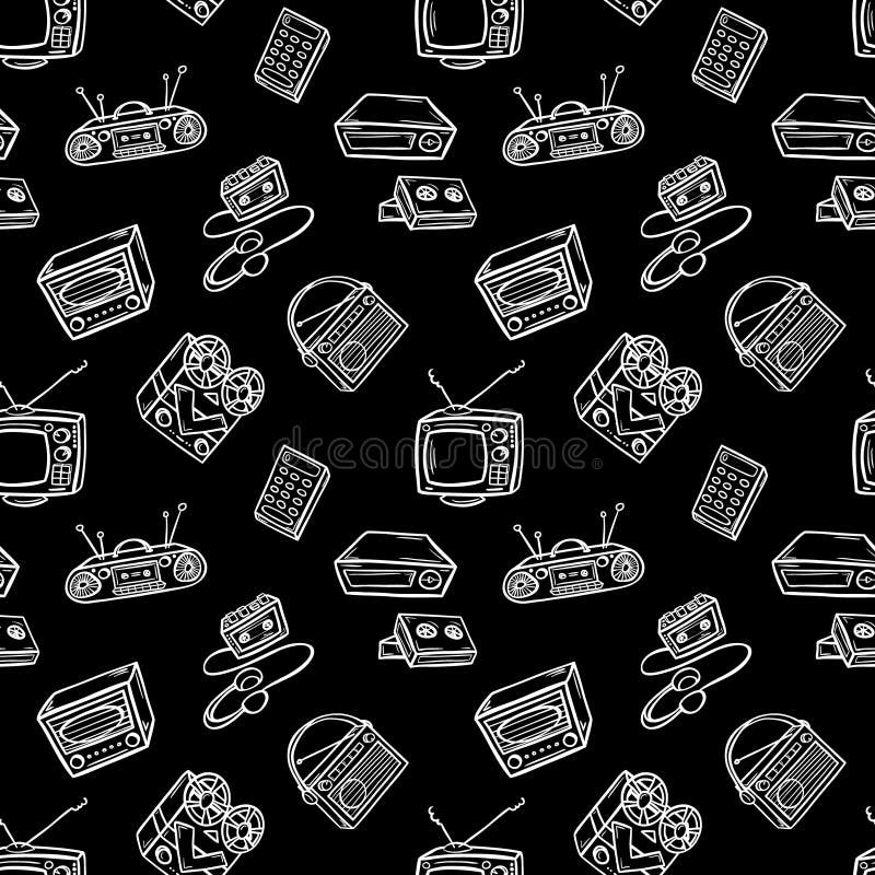 Retro devices pattern stock vector. Illustration of record - 93826372