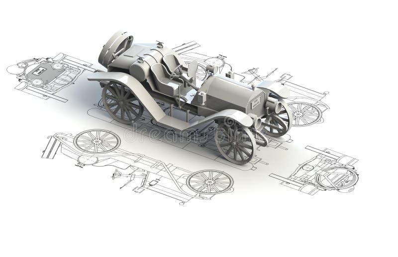 Grafici Di Auto D'epoca Con Modello 3D Illustrazione di Stock ...