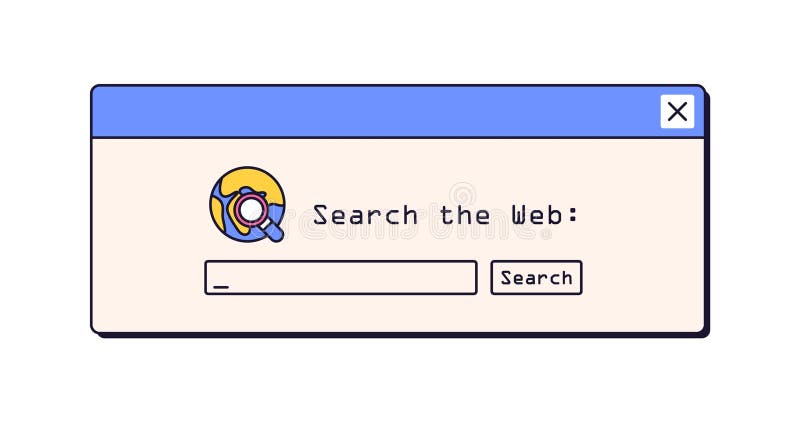 Retro Dialog Window, Web Search. Browser Bar, Message Box for Surfing ...