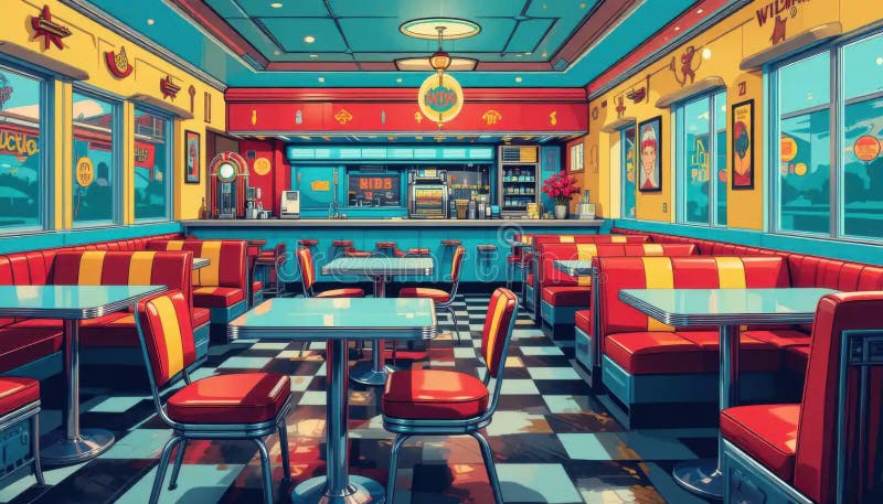 Retro Diner: a Blast from the Past Stock Illustration - Illustration of ...