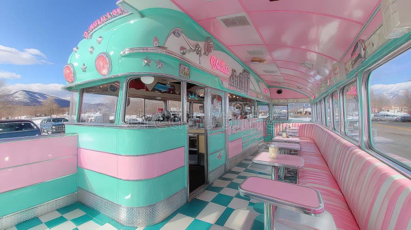 Retro Diner: Pink & Turquoise 50s Nostalgia Stock Photo - Image of ...