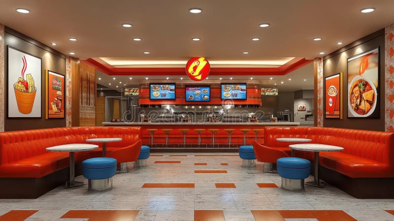 Retro Diner Restaurant Design Stock Image - Image of chairs, menu ...
