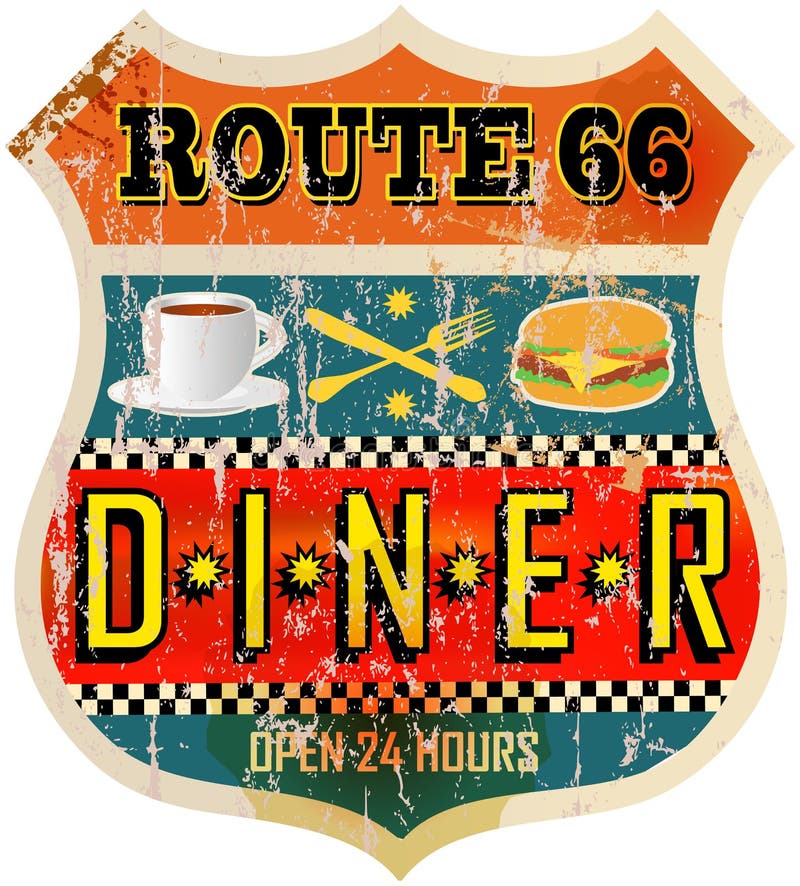 Vintage diner sign, stock vector. Illustration of large - 35064099