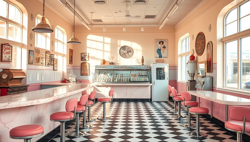 Retro Diner: a Step Back in Time Stock Illustration - Illustration of ...