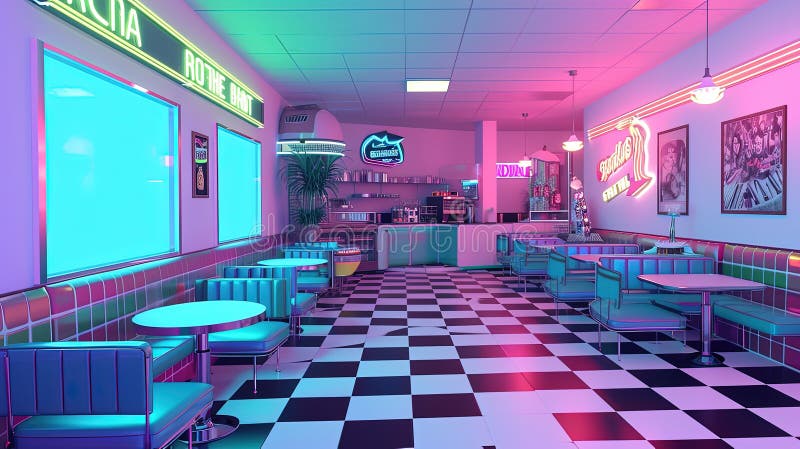 Retro Diner Vibes stock illustration. Illustration of style - 303433770