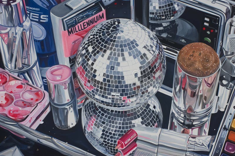 Retro Disco Ball Amidst Nostalgic Technology Stock Image - Image of ...