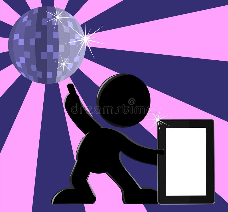 Retro Disco Ball Dancing Tablet PC Illustration Stock Vector ...