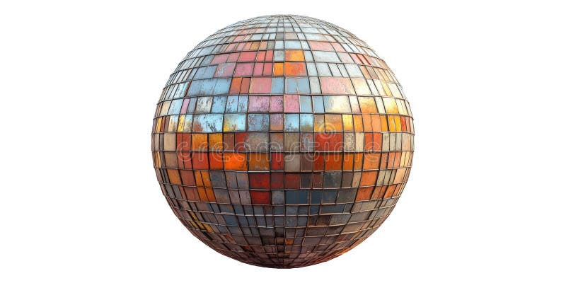 Retro Disco Ball Isolated on Transparent Background Stock Image - Image ...