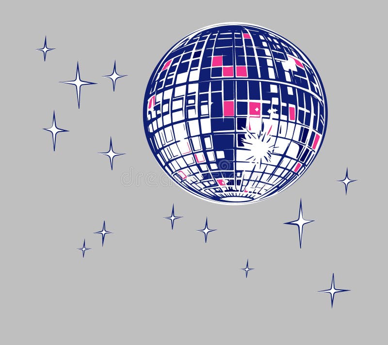 Retro Disco Ball with Reflection Monochrome Party Icon in Grayscale ...