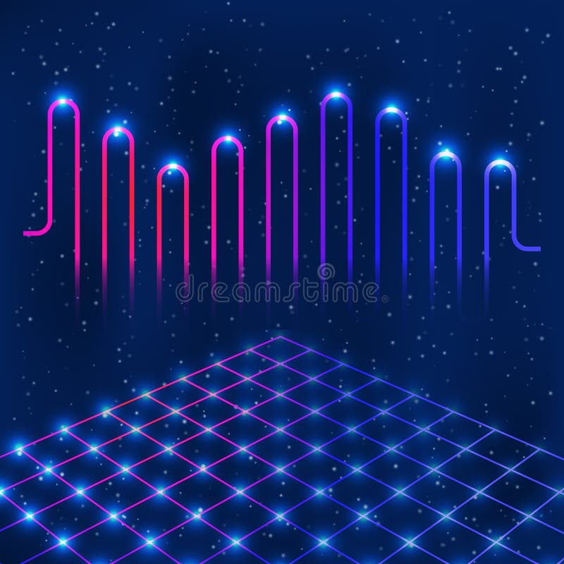 Retro Disco Stage with Digital Equalizer Stock Vector - Illustration of ...