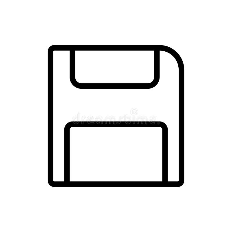 Retro Diskette Icon Line Isolated on White Background. Black Flat Thin ...