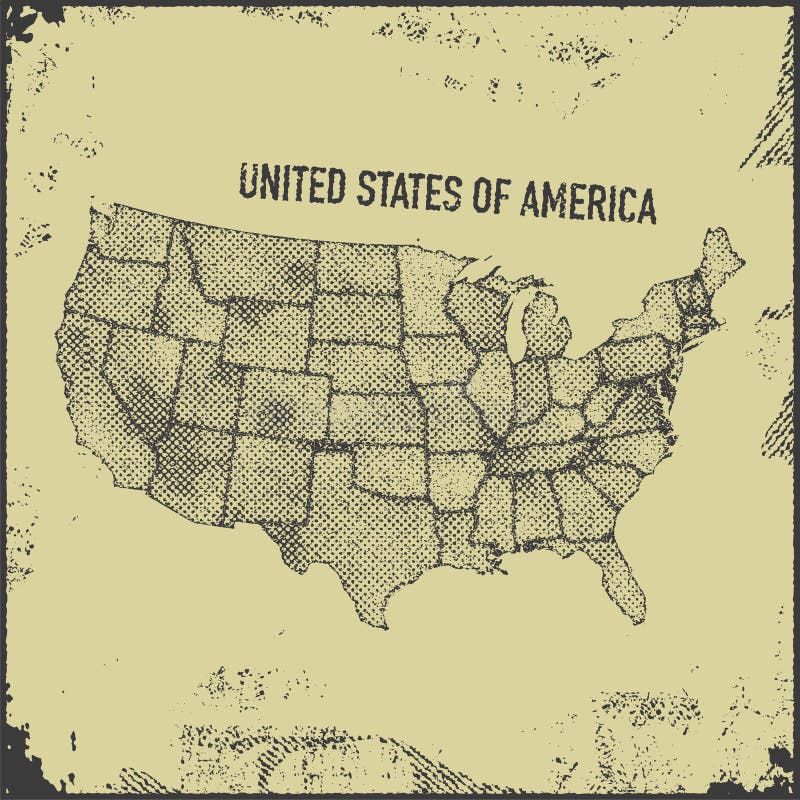 Retro Distressed Insignia with US Map. Stock Vector - Illustration of ...