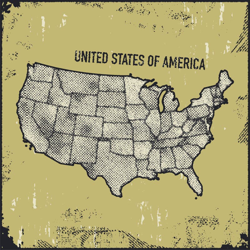 Retro Distressed Insignia with US Map. Stock Vector - Illustration of ...