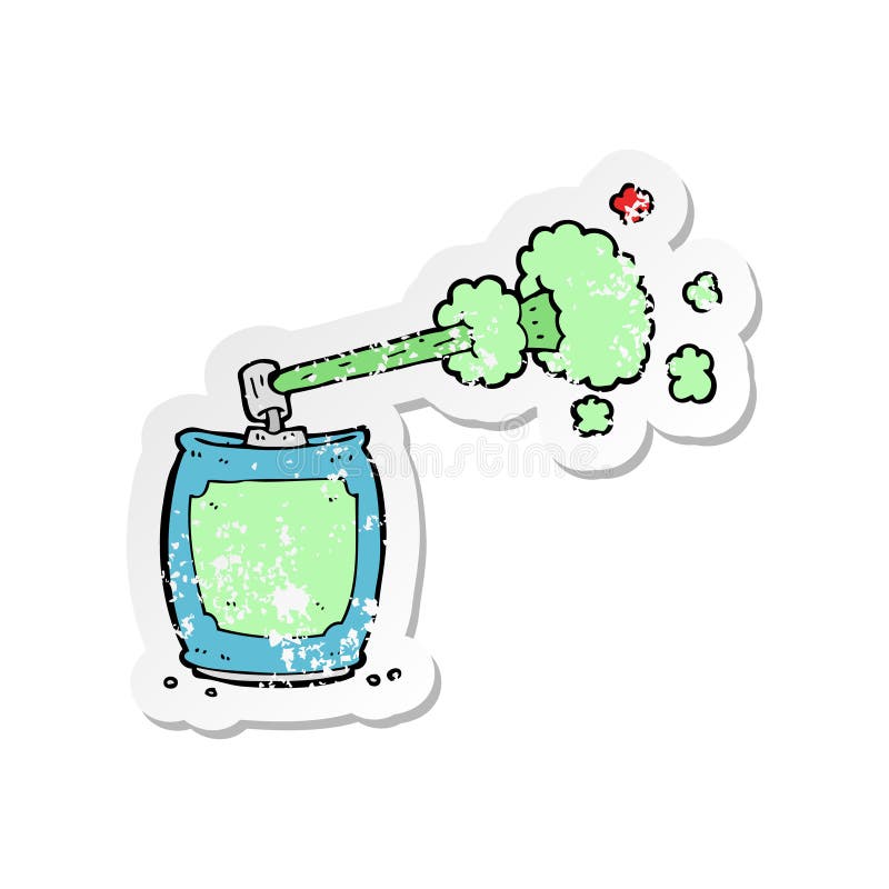 Retro Distressed Sticker of a Cartoon Aerosol Spray Can Stock Vector ...