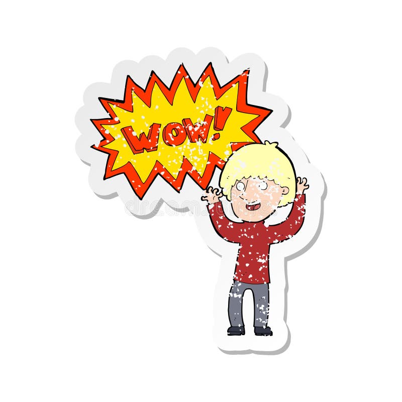 Sticker Amazed Sign Symbol Wow Text Word Man Male Boy Cartoon Art ...