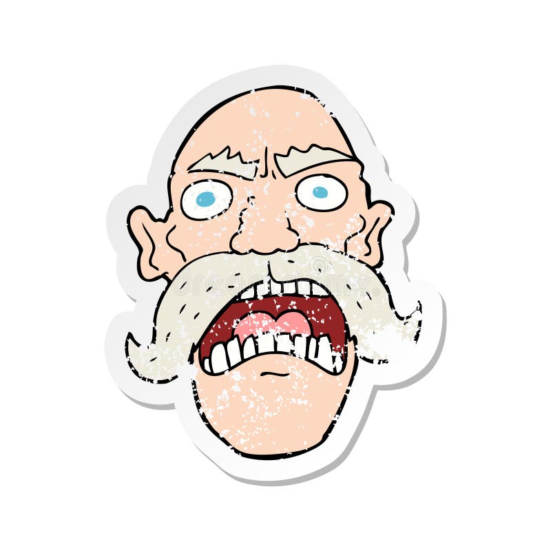 Retro Distressed Sticker of a Cartoon Angry Old Man Stock Vector ...