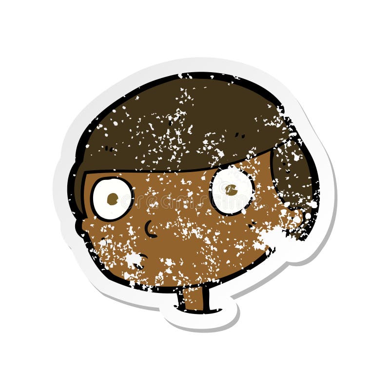 Retro Distressed Sticker of a Cartoon Boy Staring Stock Vector ...
