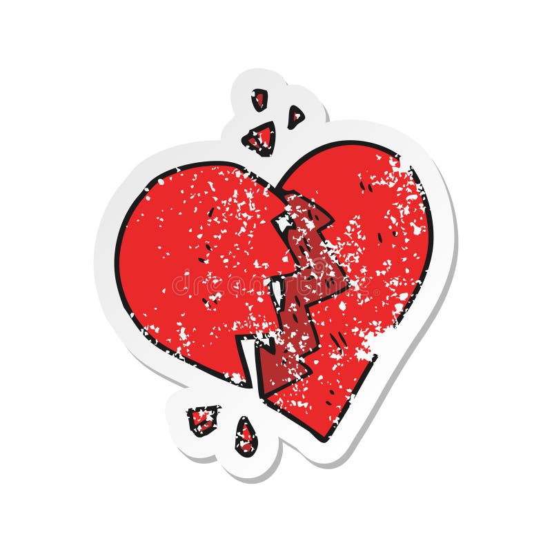 Retro Distressed Sticker of a Cartoon Broken Heart Stock Vector ...