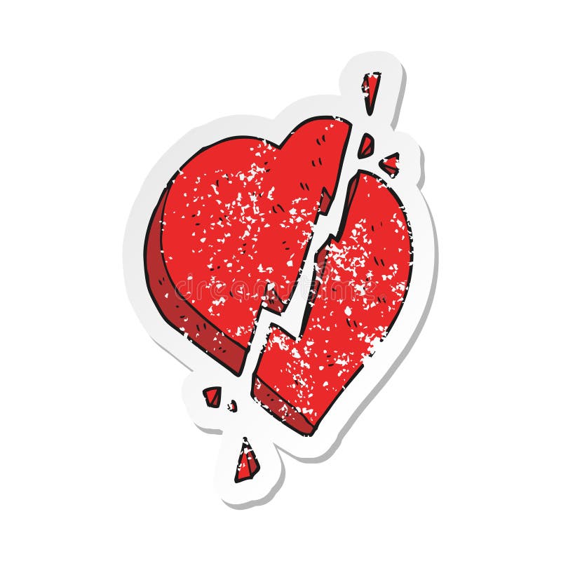Retro Distressed Sticker of a Cartoon Broken Heart Symbol Stock Vector ...