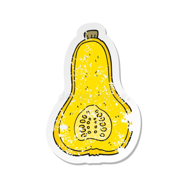 Retro Distressed Sticker of a Cartoon Butternut Squash Stock Vector ...
