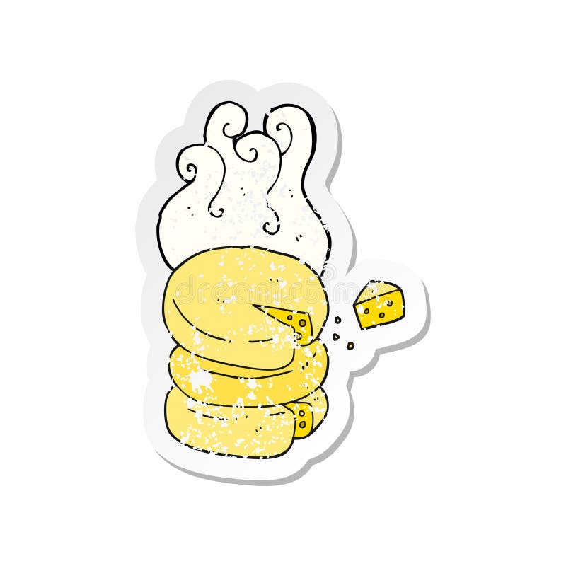 Retro Distressed Sticker of a Cartoon Cheese Wheel Stock Vector ...