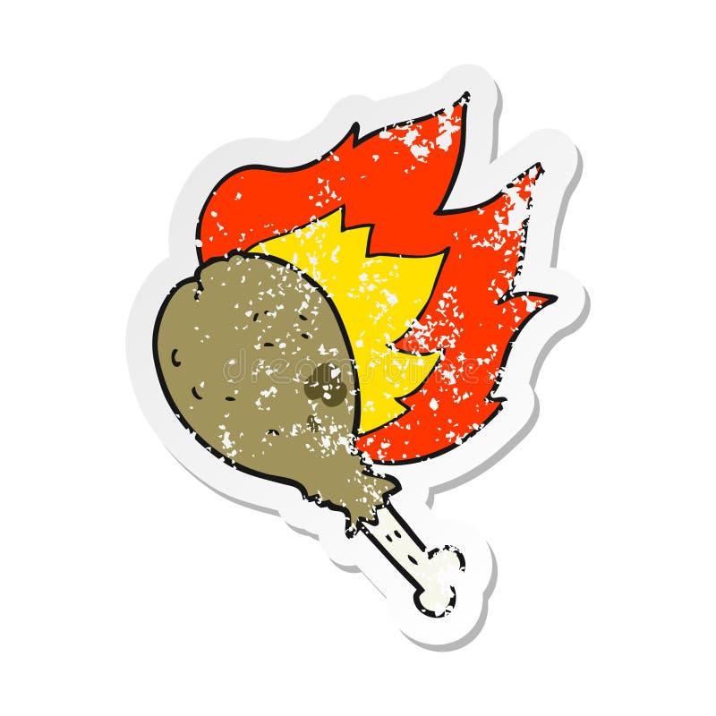 Retro Distressed Sticker of a Cartoon Chicken Leg Stock Vector ...
