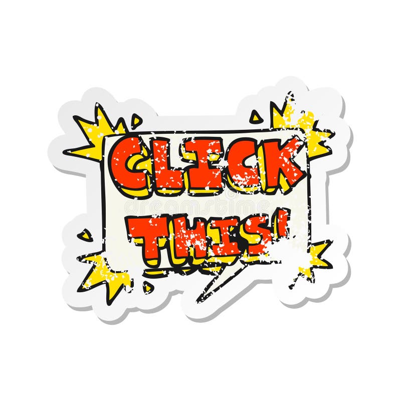 Sticker of a Click Me Cartoon Sign Stock Vector - Illustration of ...