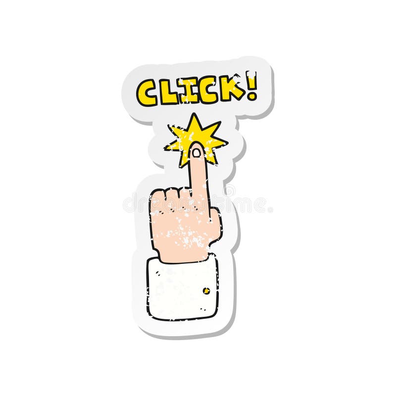 Sticker of a Click Me Cartoon Sign Stock Vector - Illustration of ...