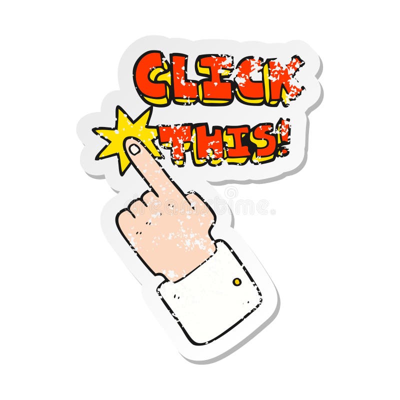 Sticker of a Click Me Cartoon Sign Stock Vector - Illustration of ...