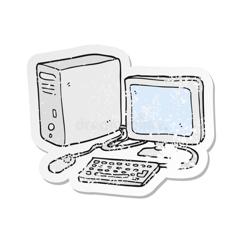 Cartoon old computer stock vector. Illustration of cheerful - 37012113