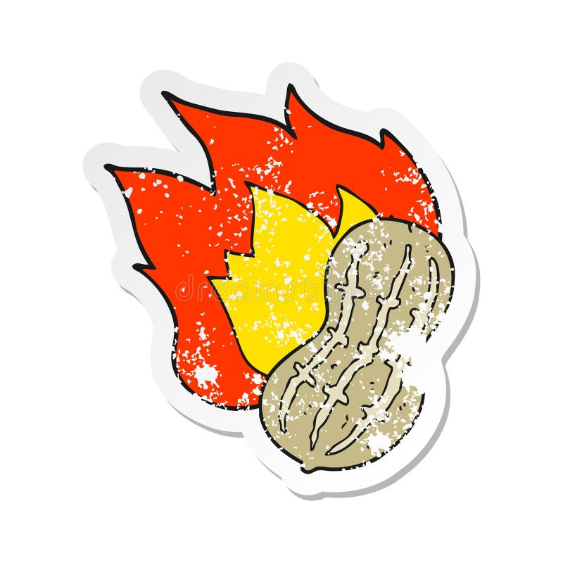 Retro Distressed Sticker of a Cartoon Cooking Peanut Stock Vector ...