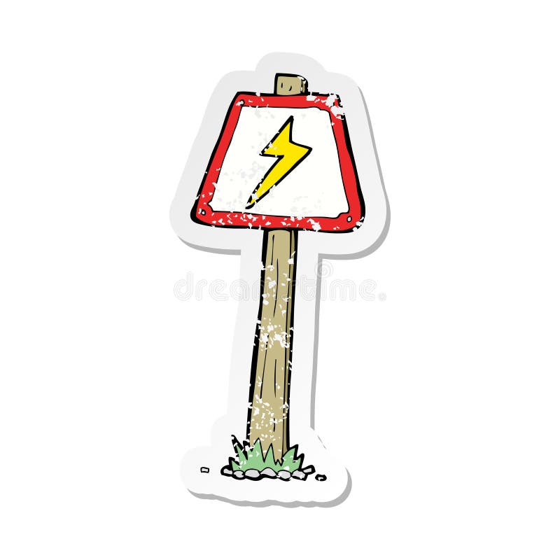 Cartoon Electrical Warning Sign Stock Illustration - Illustration of ...