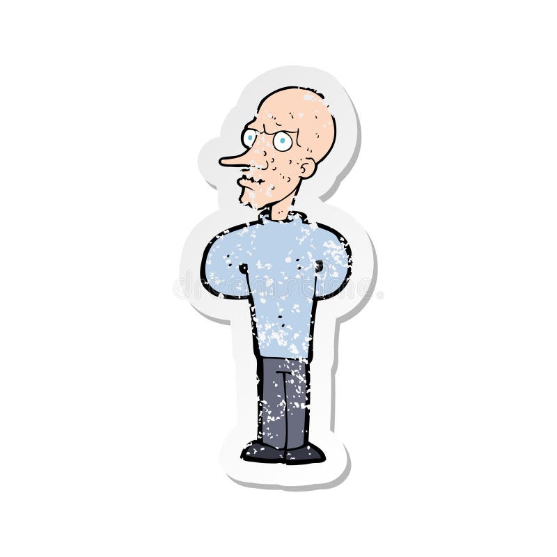 Sticker Evil Bald Man Male Angry Old Cartoon Character Cute Hand Stock ...