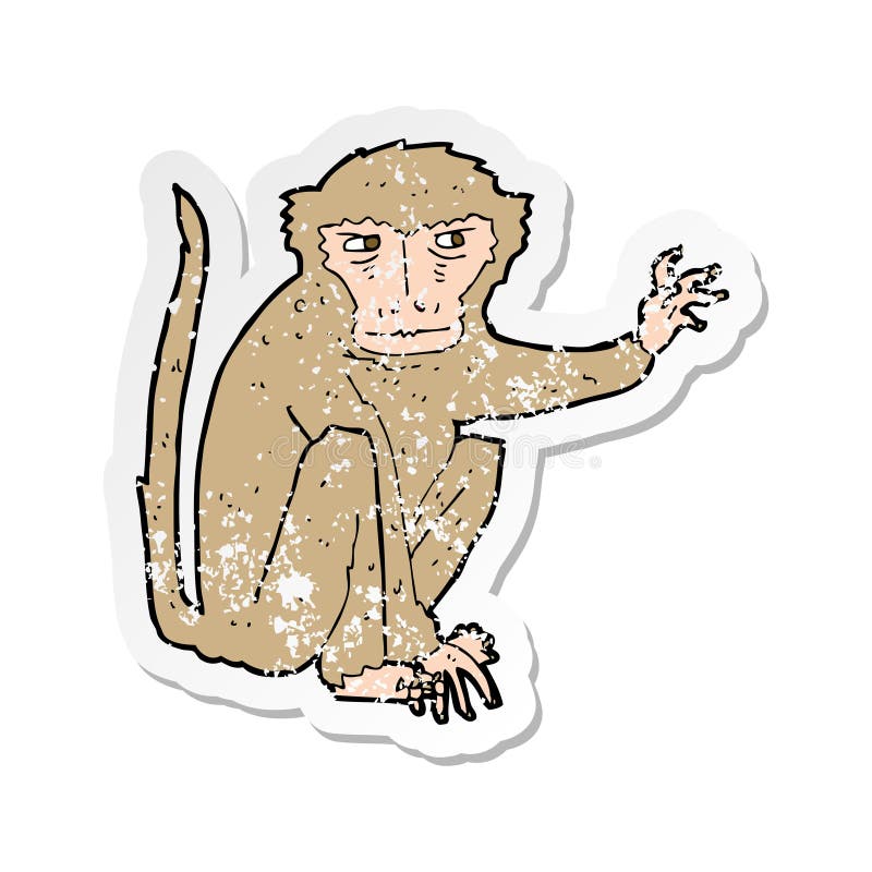 Sticker Monkey Evil Reaching Mean Cartoon Character Cheerful Clip Stock ...
