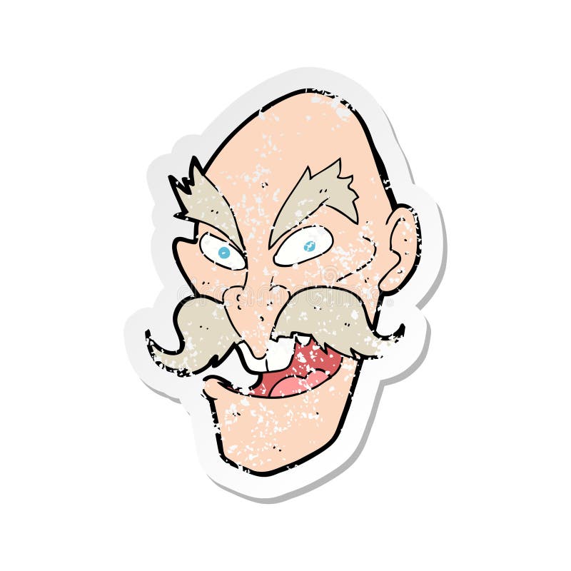 Sticker Old Man Male Elderly Mustache Villain Evil Mean Cartoon ...