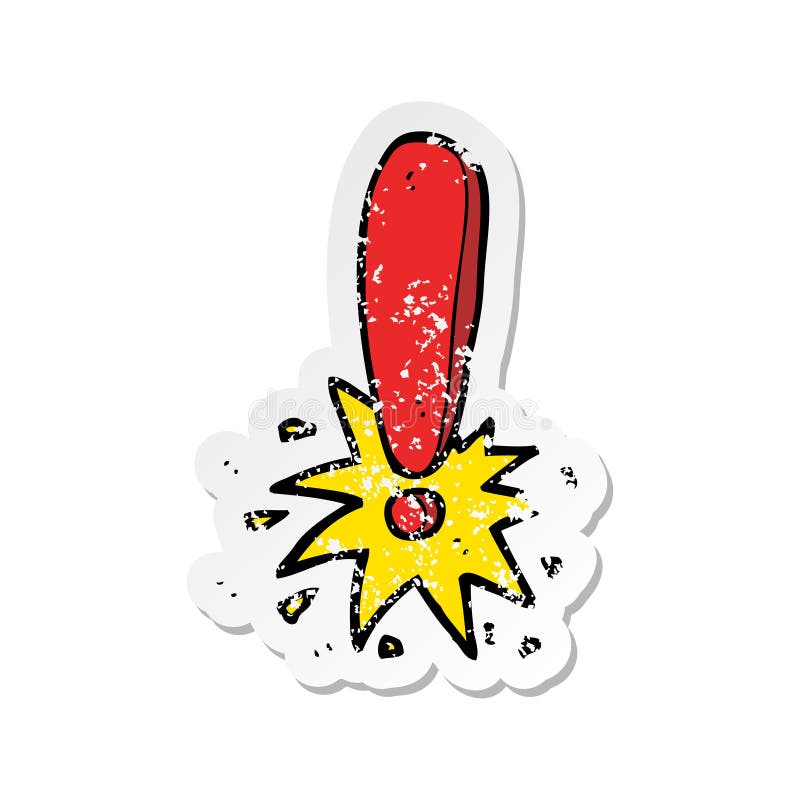 Retro Distressed Sticker of a Cartoon Exclamation Mark Stock Vector ...