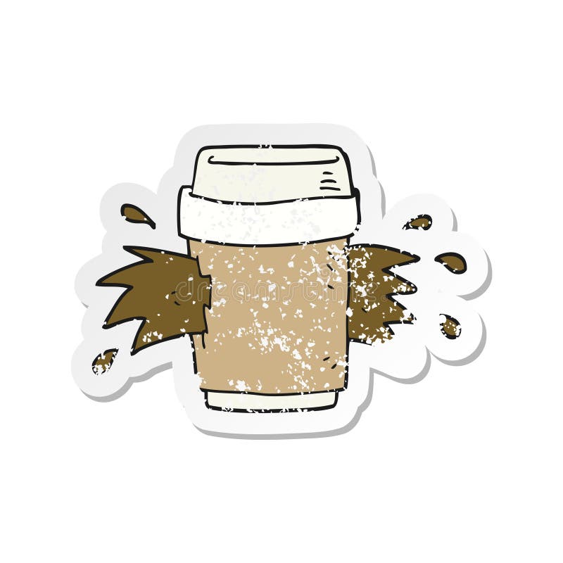 Retro Distressed Sticker of a Cartoon Exploding Coffee Cup Stock Vector ...