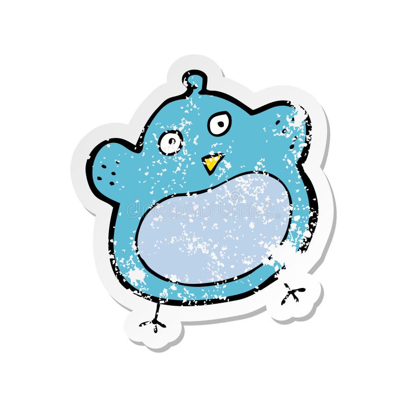 Retro Distressed Sticker of a Cartoon Fat Bird Stock Vector ...