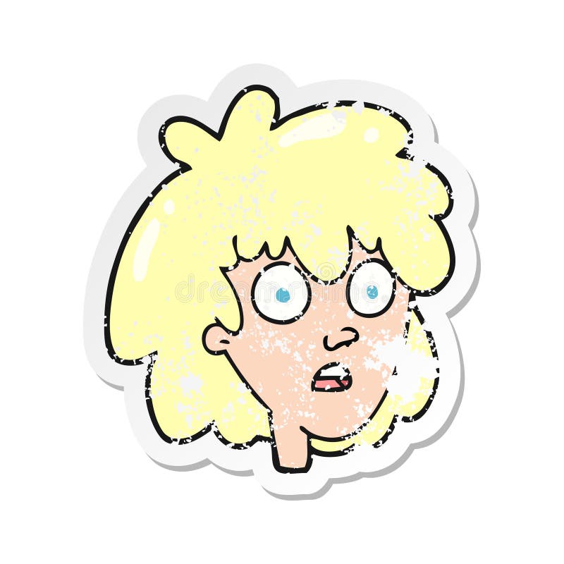 Retro Distressed Sticker of a Cartoon Female Face Stock Vector ...