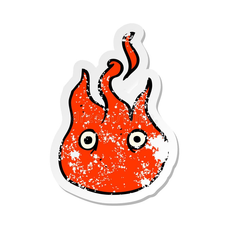 Retro Distressed Sticker of a Cartoon Flame Symbol Stock Vector ...