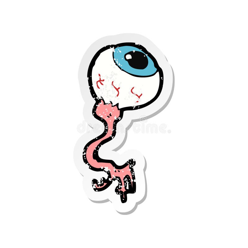 Retro Distressed Sticker of a Cartoon Gross Eyeball Stock Vector ...