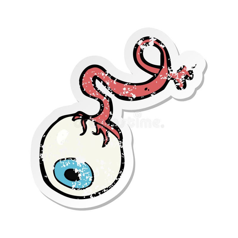 Retro Distressed Sticker of a Cartoon Gross Eyeball Stock Vector ...