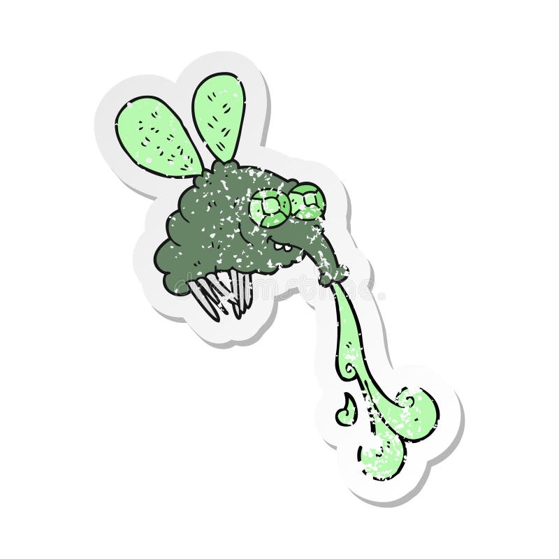 Retro Distressed Sticker of a Cartoon Gross Fly Stock Vector ...