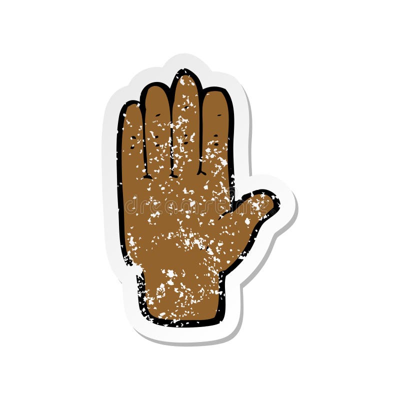 Sticker Hand Sign Symbol Open Palm Cartoon Character Cute Drawing ...