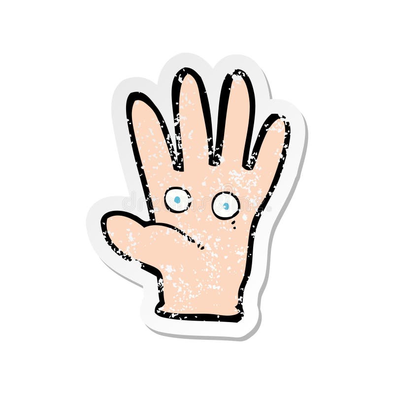 Retro Distressed Sticker of a Cartoon Hand with Eyes Stock Vector ...