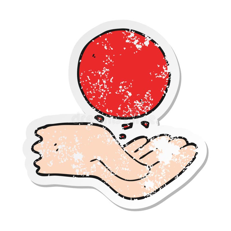 Retro Distressed Sticker of a Cartoon Hand Throwing Ball Stock Vector ...