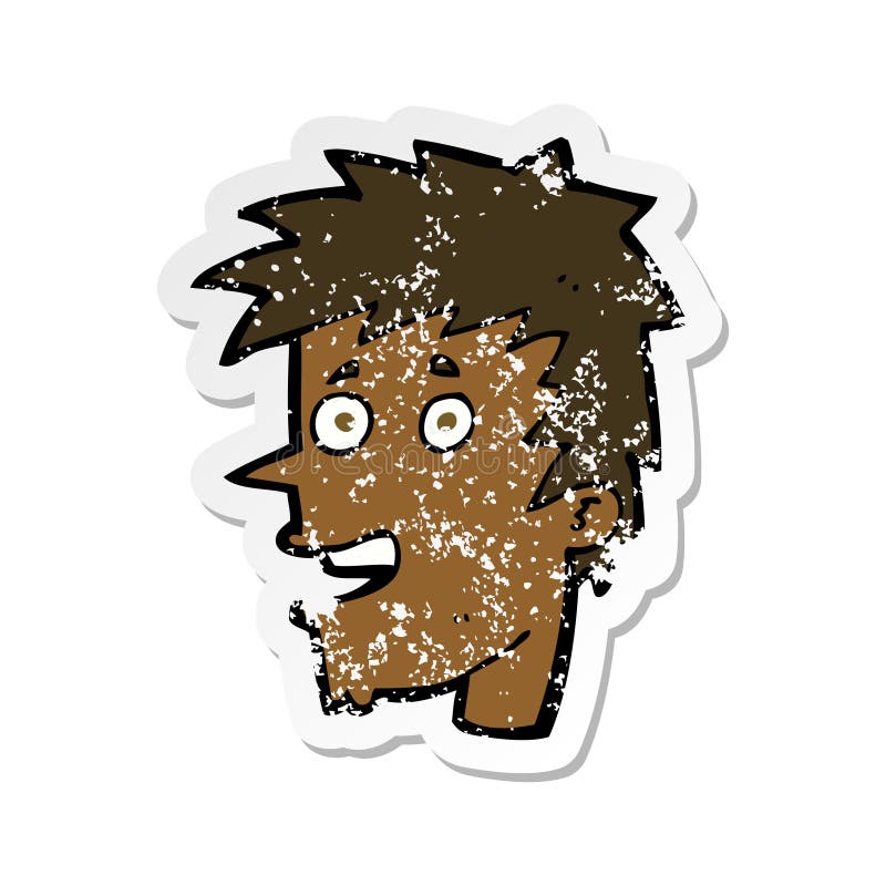 Retro Distressed Sticker of a Cartoon Happy Boy Face Stock Vector ...