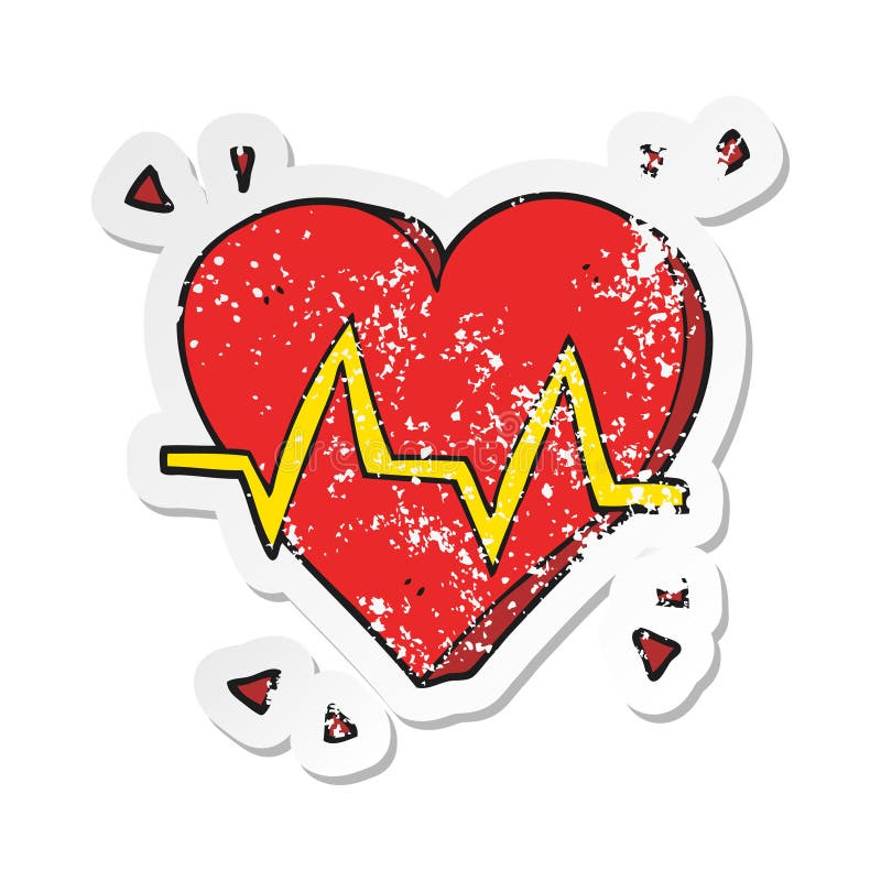 Retro Distressed Sticker of a Cartoon Heart Rate Stock Vector ...