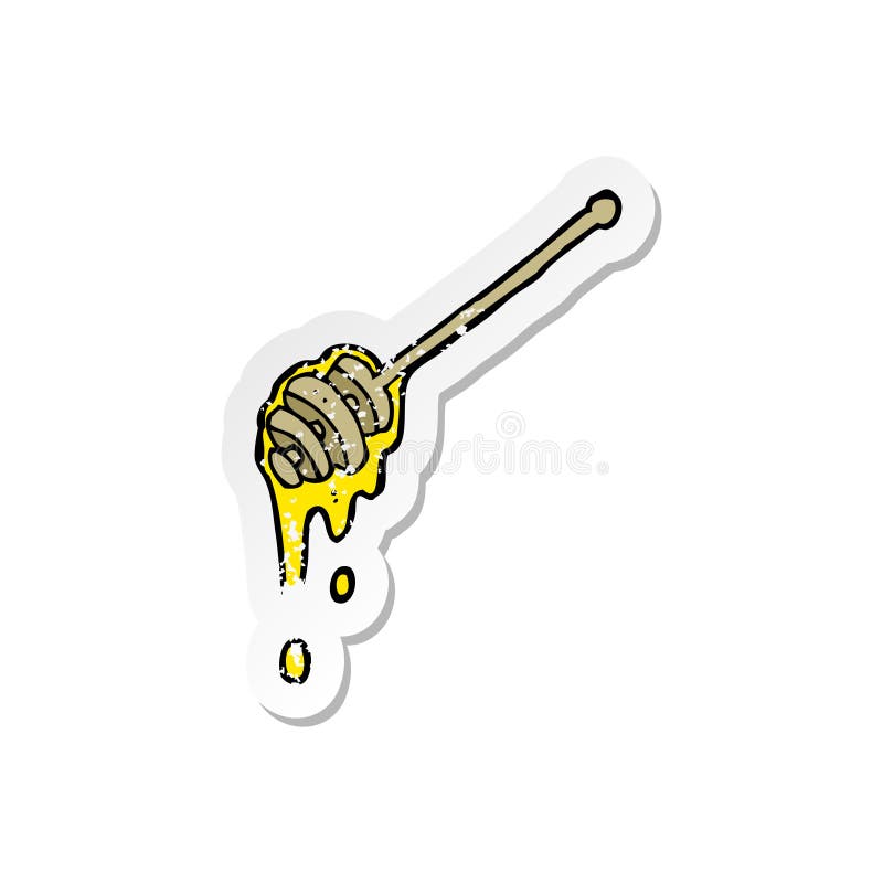 Retro Distressed Sticker of a Cartoon Honey Stick Stock Vector ...