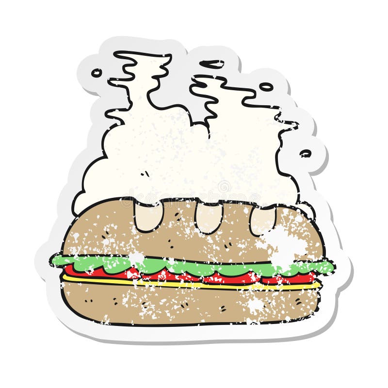 Retro Distressed Sticker of a Cartoon Huge Sandwich Stock Vector ...